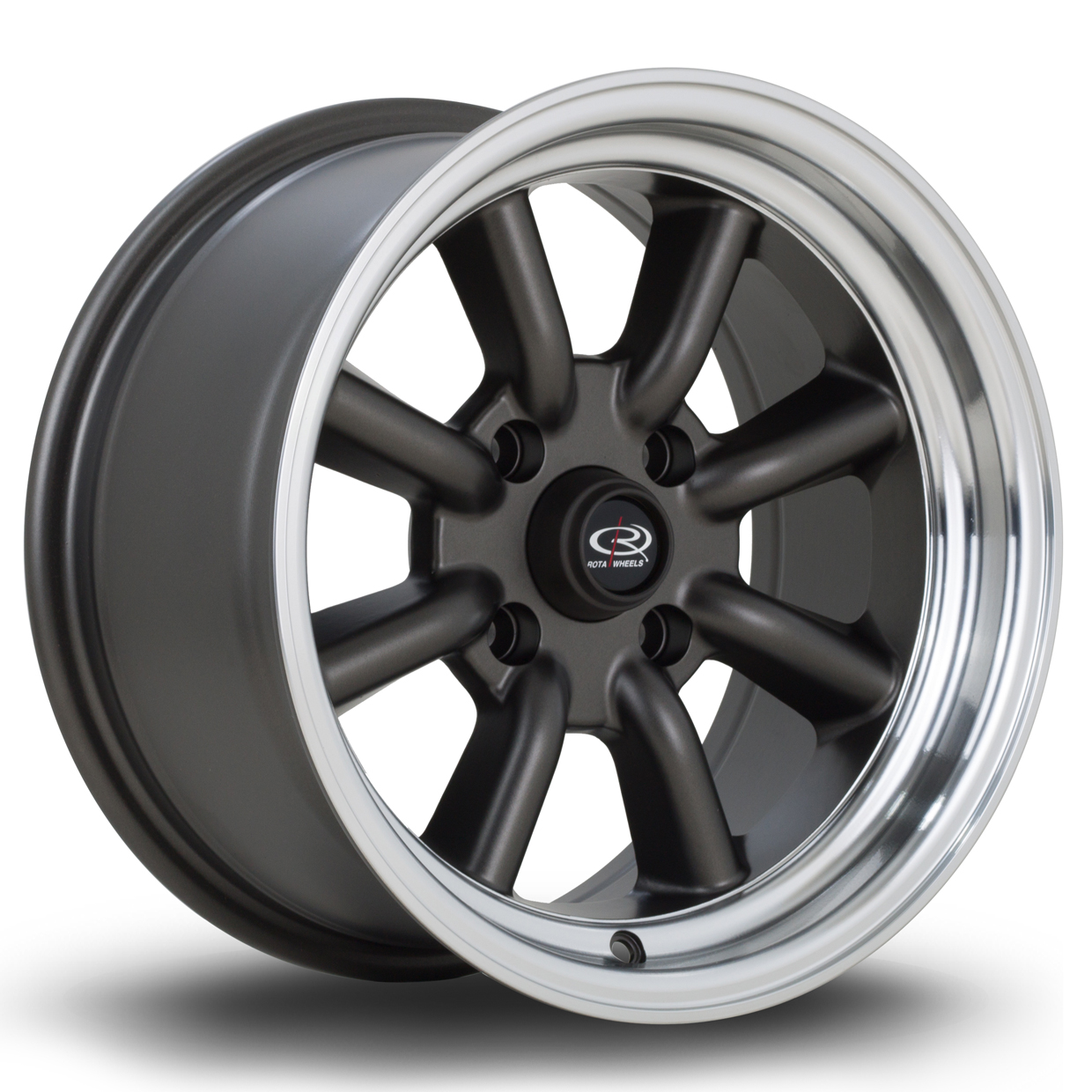 Rota Wheels RKR 15" x 8J ET0 4x114.3 Flat gunmetal with polished lip ...