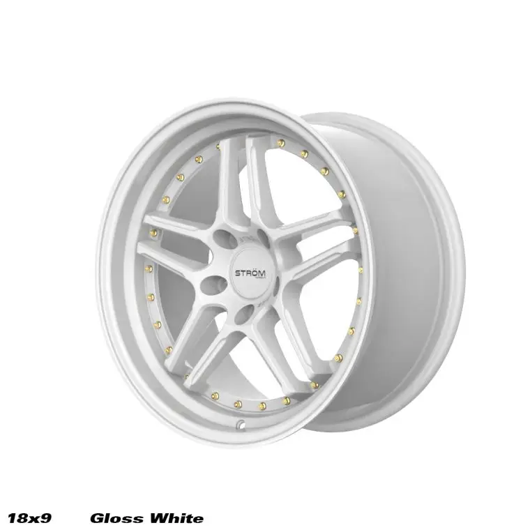 STROM Wheels DS-05 18" x 9J ET35 5x100 Full Gloss White - Auto Extreme